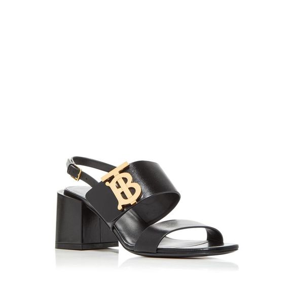 Burberry | Shoes | Burberry Womens Black Logo 65 Almond Toe Block Heel ...